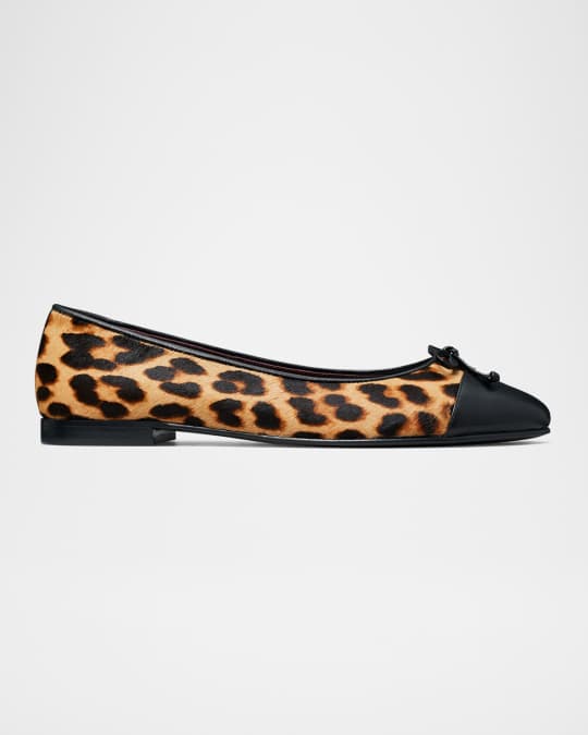 Tory Burch Leopard Cap-Toe Ballerina Flats | Neiman Marcus