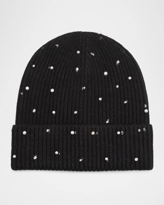 Carolyn Rowan Cashmere Embellished Ribbed Beanie | Neiman Marcus