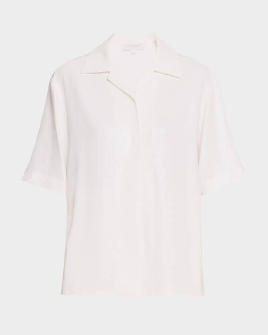 Michael Kors Collection Sequined Short Sleeve Button Up Top | Neiman Marcus