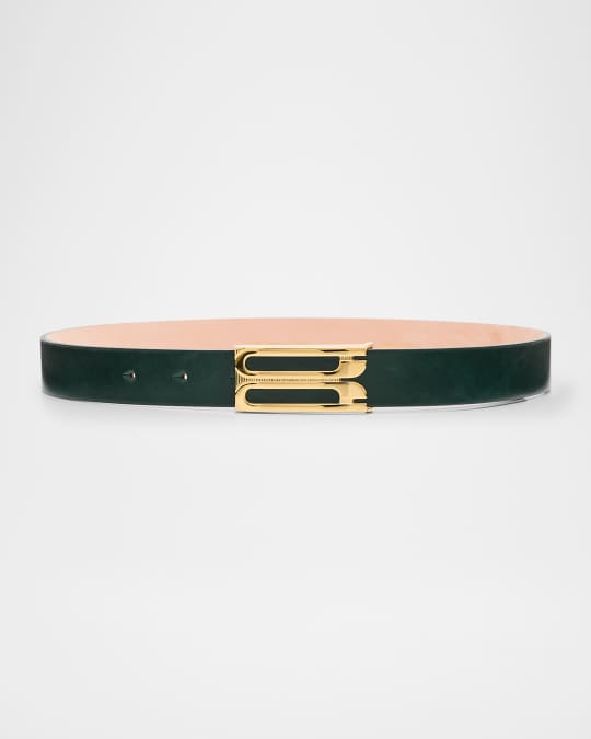 Victoria Beckham B-Logo Leather Belt | Neiman Marcus