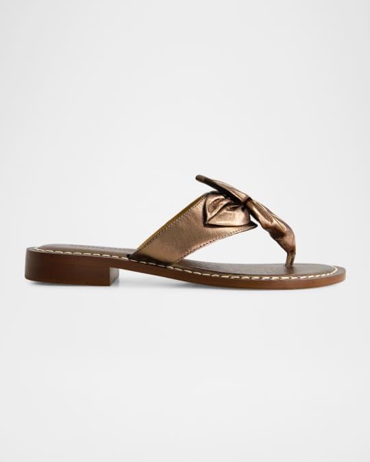 Bernardo Taormina Metallic Flower Thong Sandals | Neiman Marcus