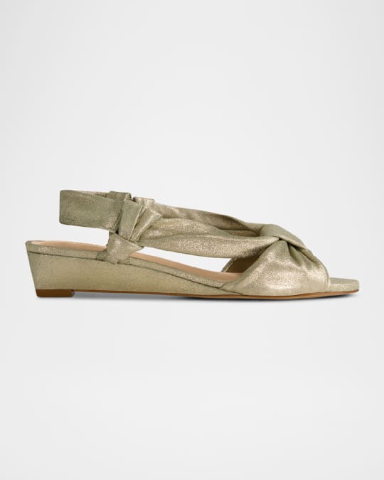Bernardo Winifred Metallic Leather Wedge Sandals | Neiman Marcus