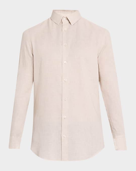 Giorgio Armani Men's Linen Houndstooth Sport Shirt | Neiman Marcus