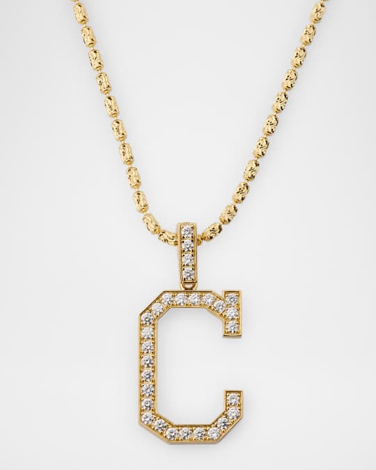 Neiman Marcus Diamonds 18K Yellow Gold Small Diamond C Necklace, 0 ...