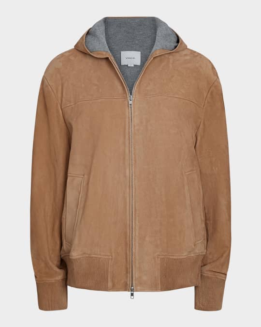 Vince Suede Hooded Bomber Jacket | Neiman Marcus