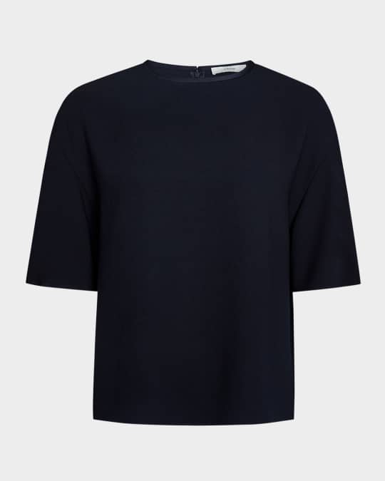 Vince Crewneck Elbow-Sleeve Tee | Neiman Marcus