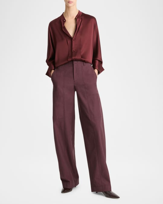 Vince Mid-Rise Wool Utility Pants | Neiman Marcus