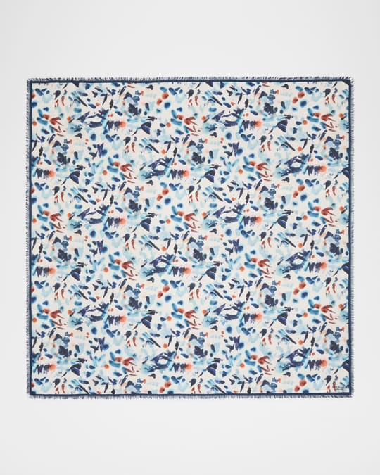 Lafayette 148 New York Paint Splatter Square Cashmere-Silk Scarf ...