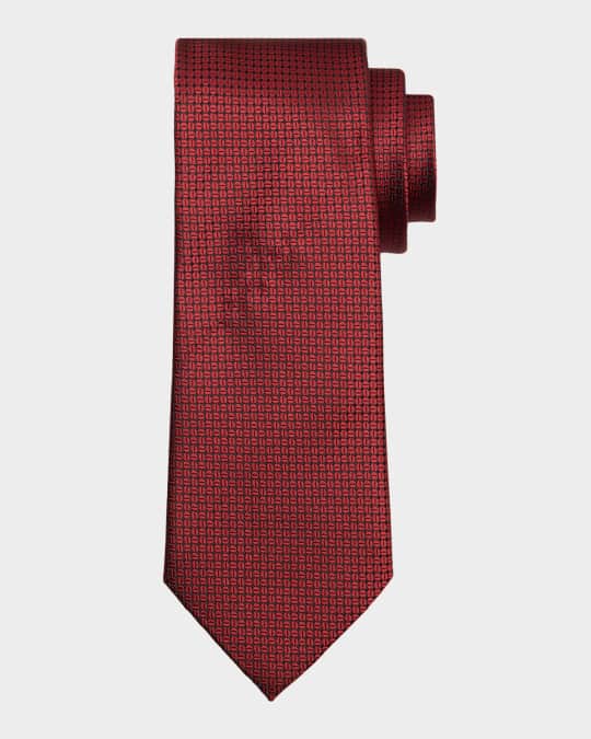 ZEGNA Men's Micro-Geometric Silk Tie | Neiman Marcus