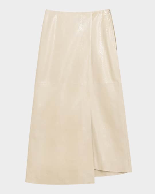 By Malene Birger Hannas Crocodile-Embossed Leather Wrap Skirt | Neiman ...