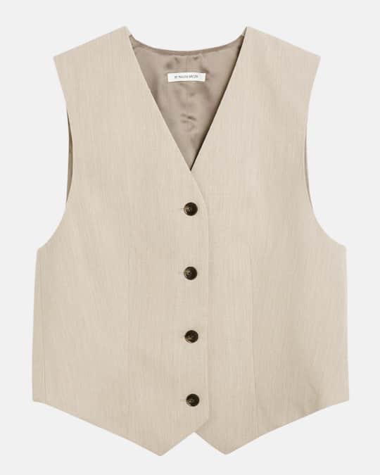 By Malene Birger Occa Woven Button-Down Vest | Neiman Marcus