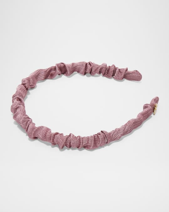 Lele Sadoughi Jessie Ruched Satin Skinny Headband | Neiman Marcus