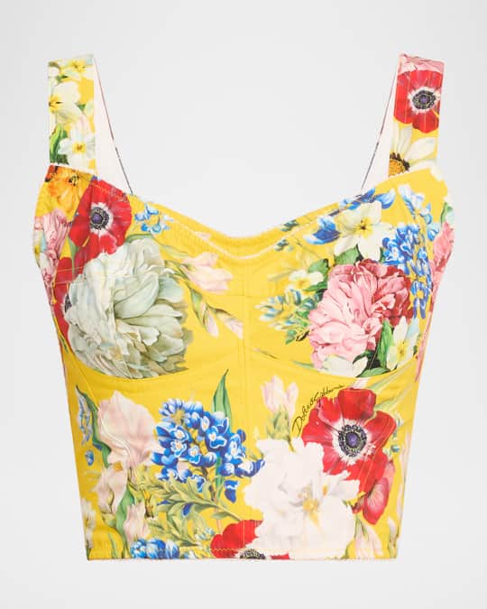 Dolce&Gabbana Floral Crop Bustier Top | Neiman Marcus