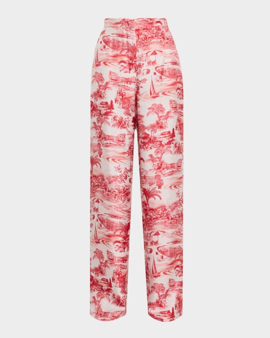 Max Mara Studio Zeus High-Rise Toile Pants | Neiman Marcus