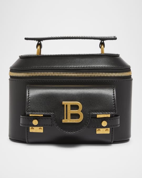 Balmain B Buzz Zip Vanity Top-Handle Bag in Calfskin | Neiman Marcus