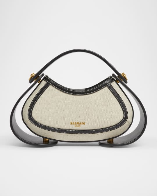 Balmain Jolie Madam Medium Top-Handle Bag in Canvas and Box Leather ...
