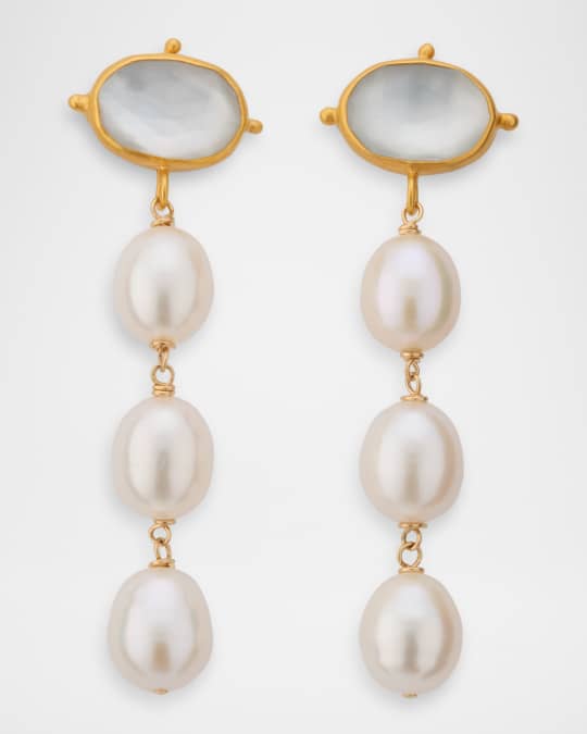 Dina Mackney Triple Pearl Drop Earrings | Neiman Marcus