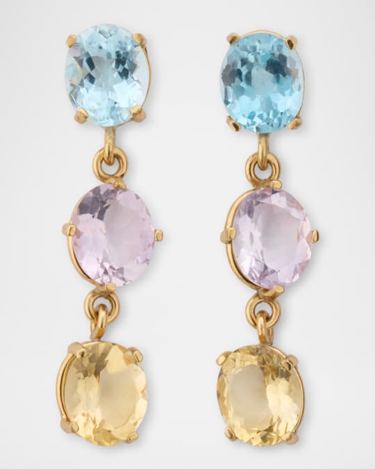 Dina Mackney Blue Topaz, Amethyst, and Citrine Linear Earrings | Neiman ...