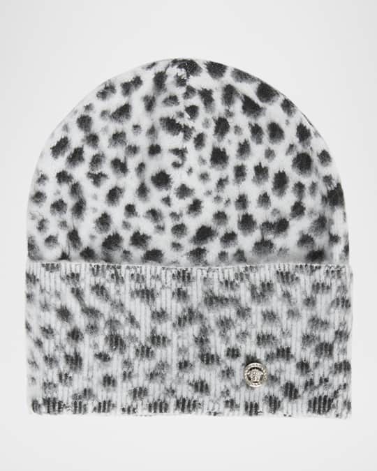 Versace Dalmatian Jacquard Mohair-Wool Beanie | Neiman Marcus