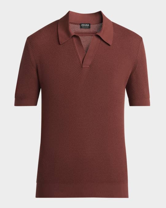 ZEGNA Men's Textured Johnny Polo Sweater | Neiman Marcus