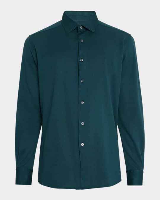 ZEGNA Men's Cotton Pique Sport Shirt | Neiman Marcus