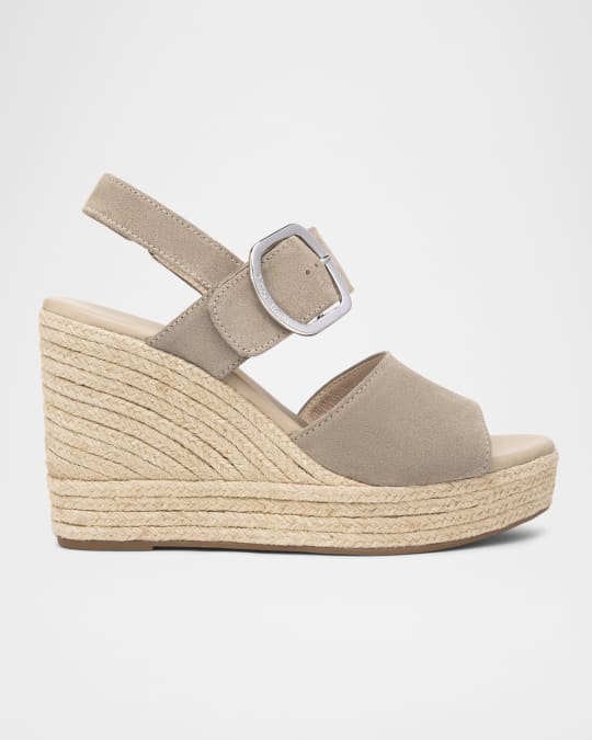 NeroGiardini Suede Buckled Strap Espadrille Wedge Sandals | Neiman Marcus