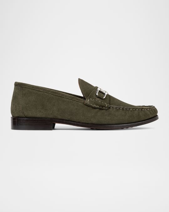 Donald Pliner Men's Evanston Suede Bit Loafers | Neiman Marcus