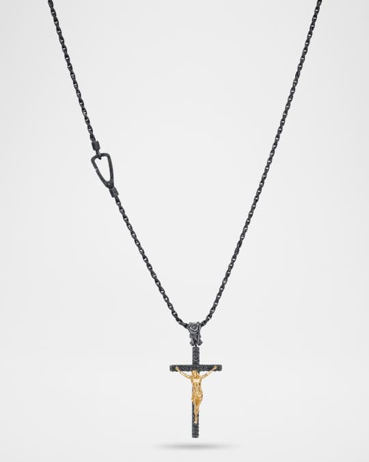 Marco Dal Maso Men's The Cross Mixed Metal Crucifix Rope Chain Necklace ...