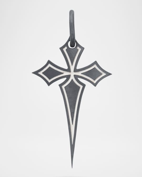 Marco Dal Maso Men's The Cross Gothic Style Oxidized Silver and Ivory ...