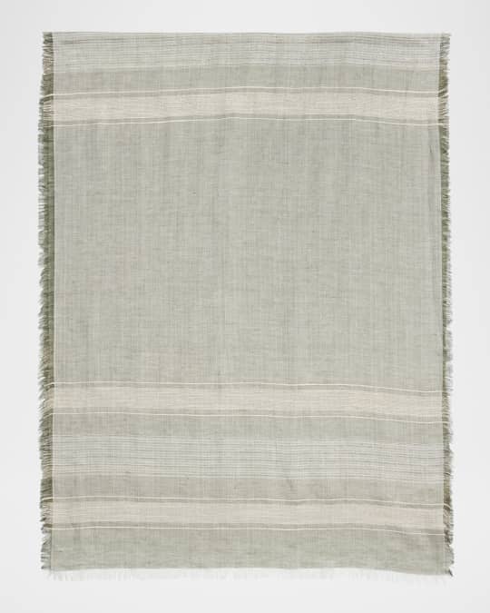 Peserico Striped Fringe-Trim Stole | Neiman Marcus