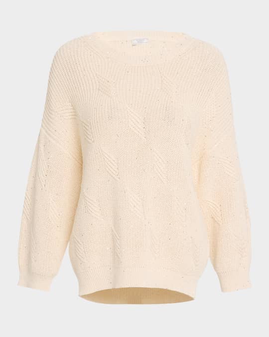 Peserico Textured Sequin Rib Knit Sweater | Neiman Marcus