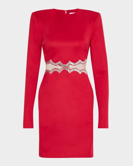 One33 Social Sequin-Trim Illusion Cutout Mini Dress | Neiman Marcus