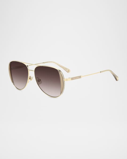 kate spade new york Navigator Aviator Metal Sunglasses | Neiman Marcus