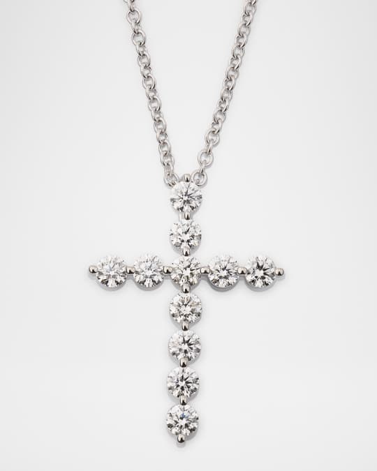 Neiman Marcus Diamonds 18K White Gold Diamond Cross Pendant, 1.16tcw ...