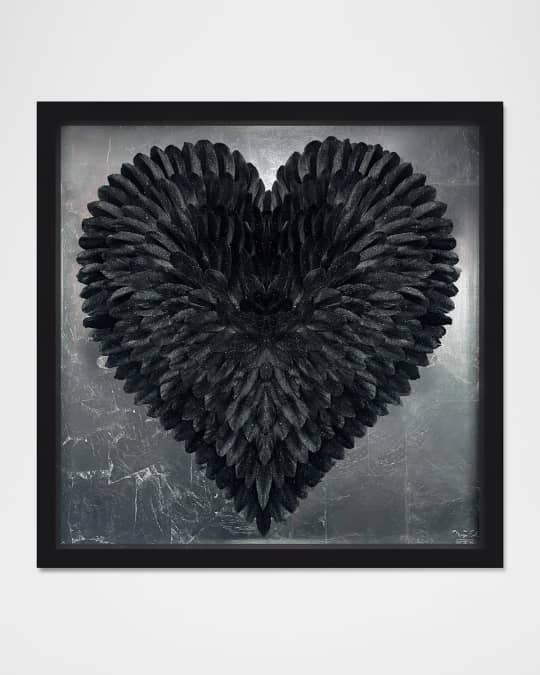 The Oliver Gal Artist Co. "Glittering Noir" Feather Heart Wall Art ...