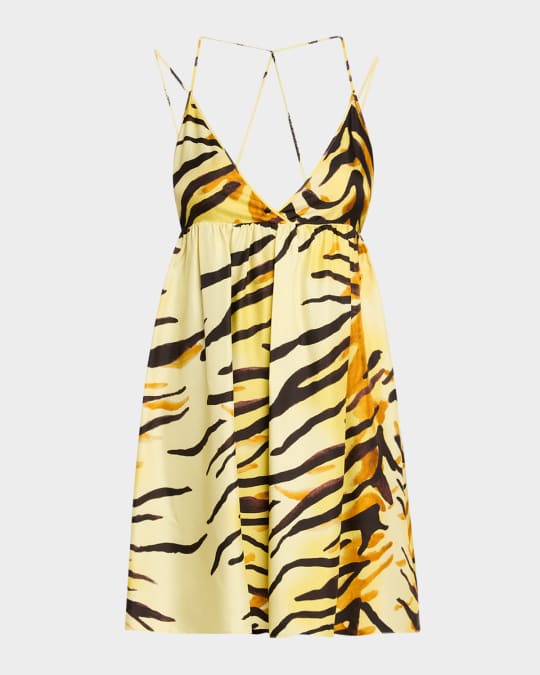 Nanushka Ceil Printed Silk Mini Dress | Neiman Marcus