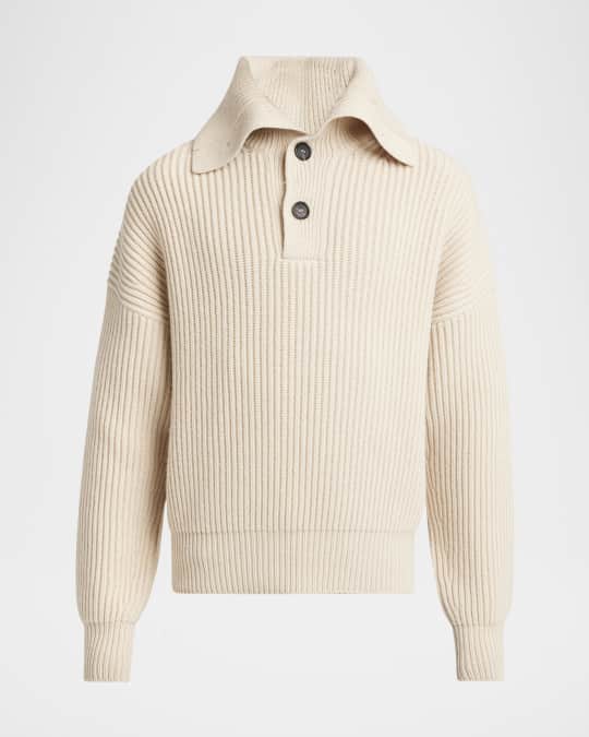 McQueen Men's Ribbed Wool-Cashmere Sweater | Neiman Marcus
