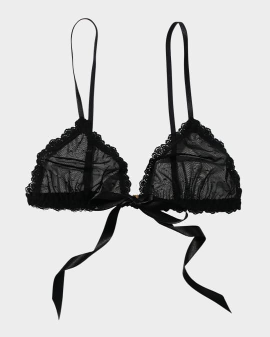 Hanky Panky &Oh Dotted Tulle Front-Tie Bralette | Neiman Marcus