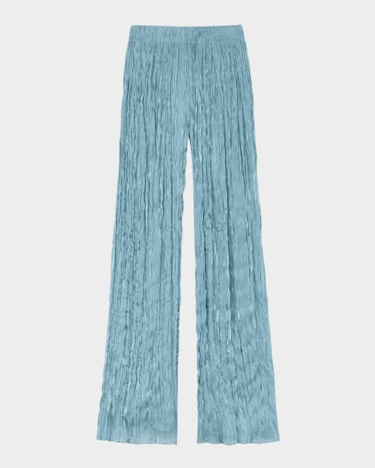 Lafayette 148 New York Parkside Plisse Straight-Leg Pants | Neiman Marcus
