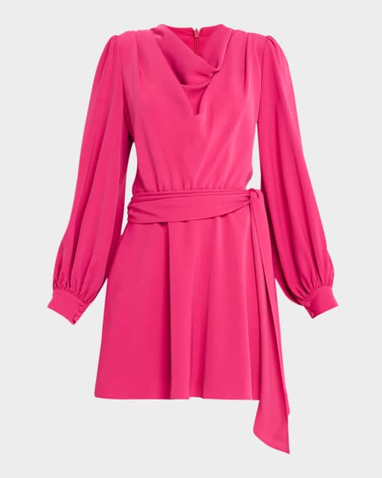 Black Halo Russel Belted Cowl-Neck Mini Dress | Neiman Marcus