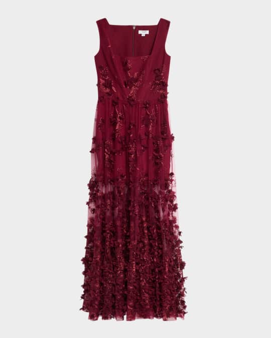 HELSI Kate Embroidered Floral Applique Gown | Neiman Marcus