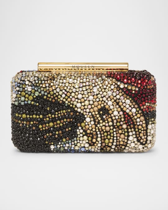 McQueen T-Bar Baroque Crystal Box Clutch Bag | Neiman Marcus