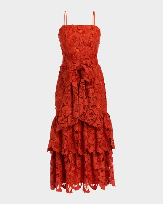 Mestiza New York Vanessa Ruffle Tiered Floral Lace Midi Dress | Neiman ...