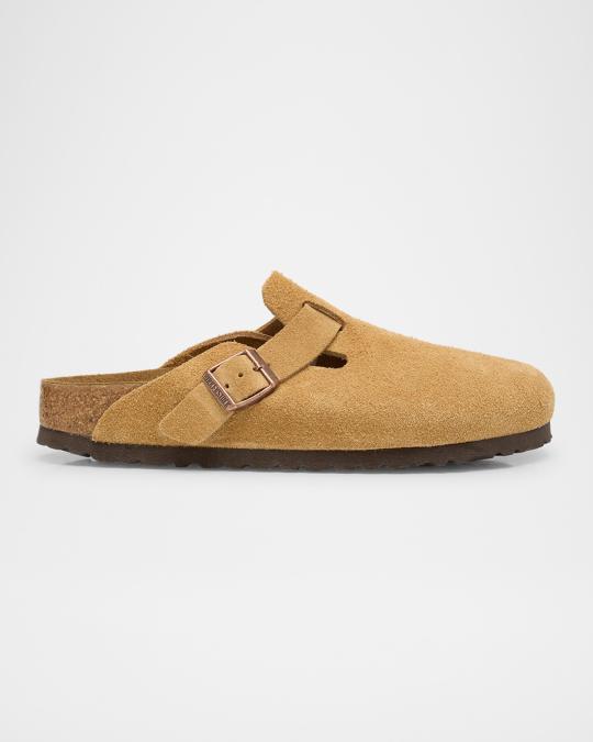 BIRKENSTOCK Boston Suede Buckle Slide Clogs | Neiman Marcus