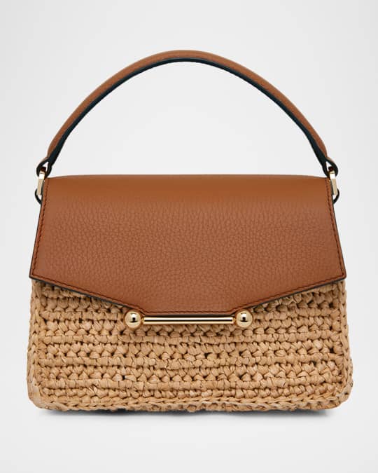 STRATHBERRY Mosaic Nano Raffia & Leather Top-Handle Bag | Neiman Marcus