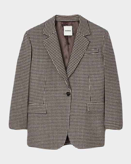 Sandro Tracy Check Single-Breasted Blazer | Neiman Marcus