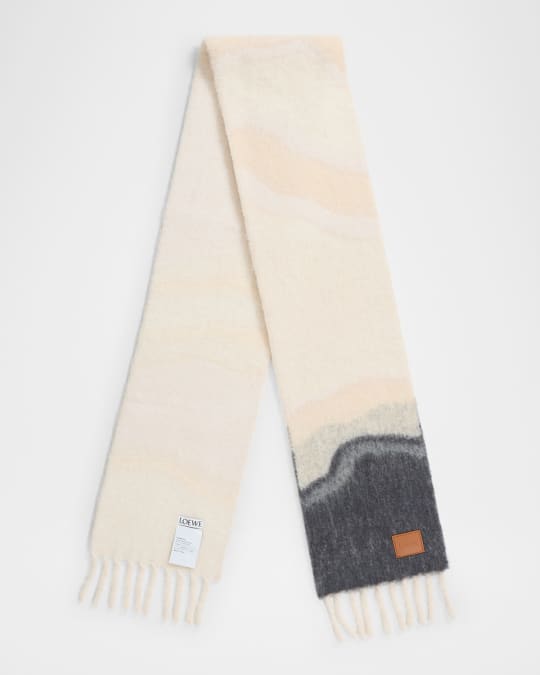 Loewe Textured Wool-Blend Fringe Scarf | Neiman Marcus