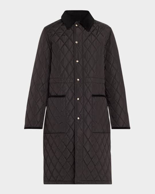 Burberry Corduroy-Collar Quilted Long Jacket | Neiman Marcus