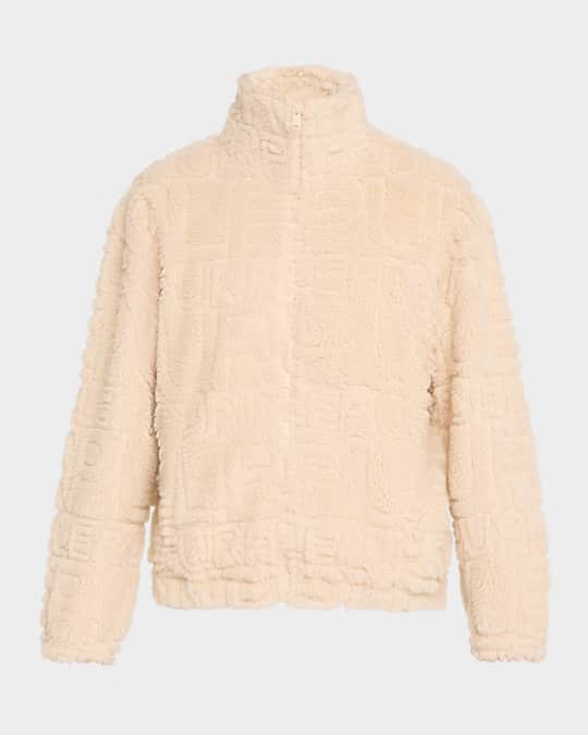 PURPLE Men's Sherpa Allover Logo Full-Zip Jacket | Neiman Marcus