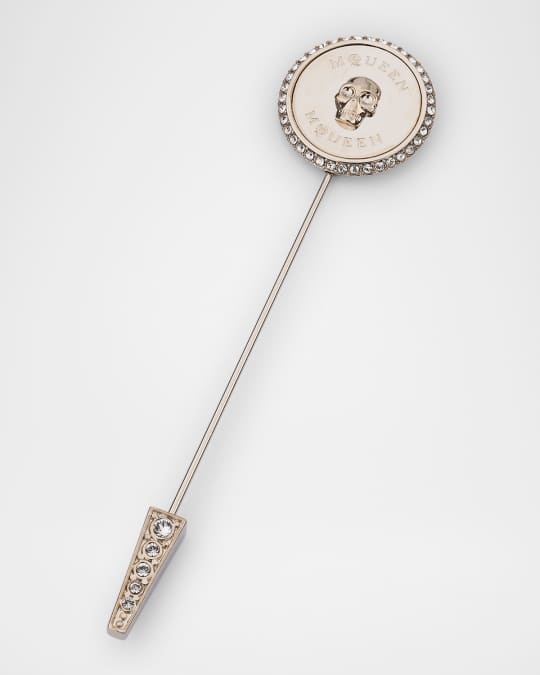 McQueen Men's Sovereign Skull Lapel Pin with Crystals | Neiman Marcus